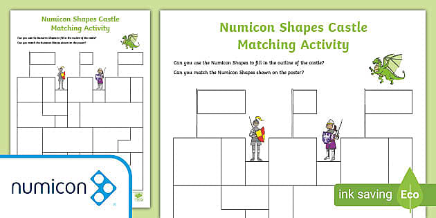 Numicon Shapes Castle Matching Activity - Twinkl